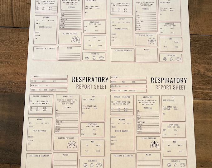 Respiratory Therapy Report Sheet - Four Patients - ICU - Etsy