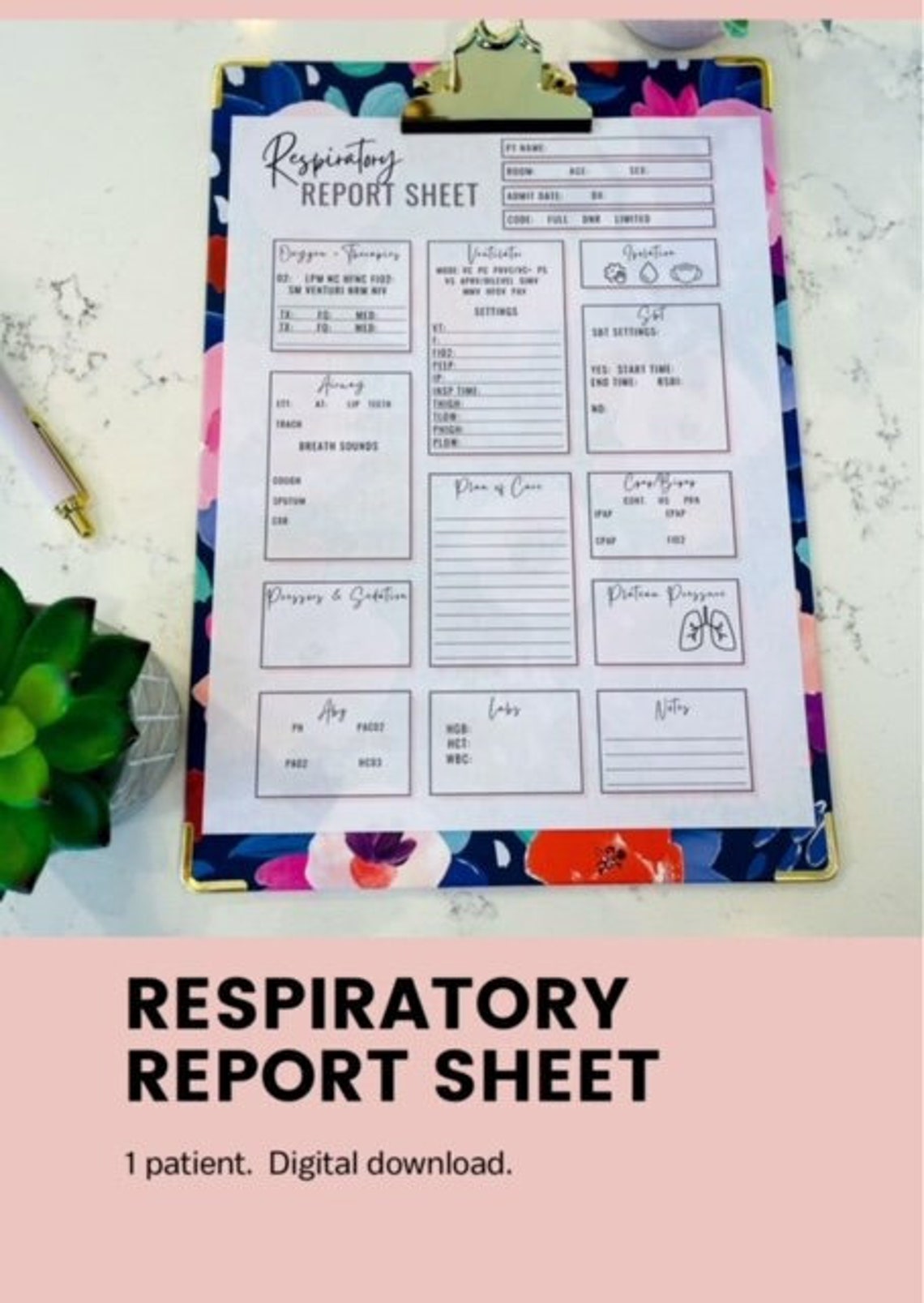 Respiratory Therapy Report Sheet - Etsy