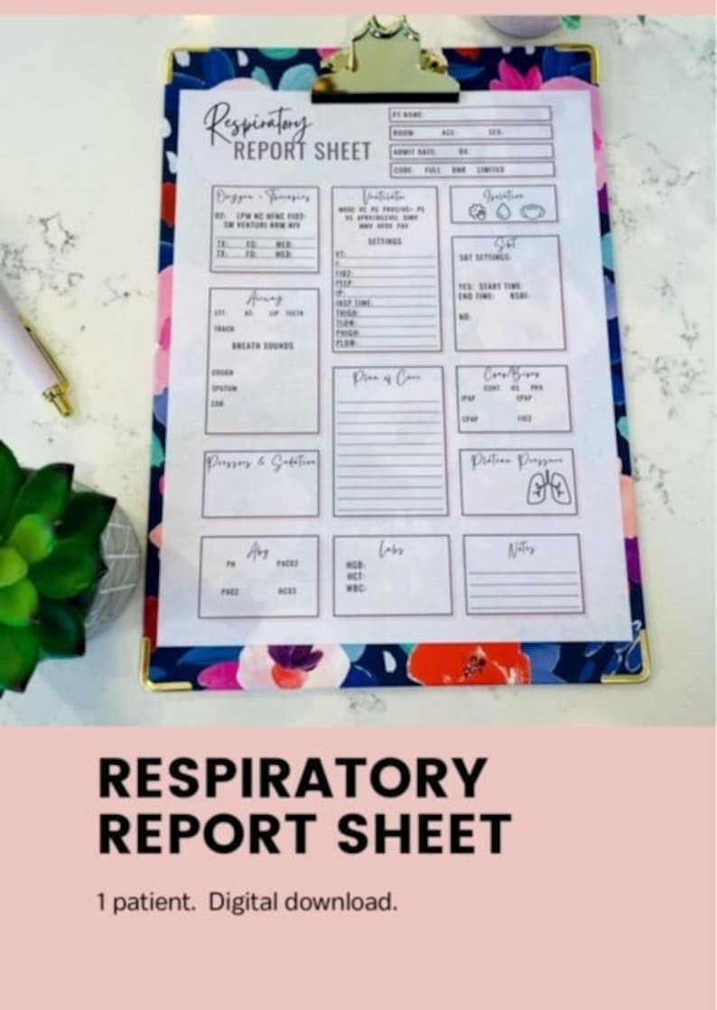 Respiratory Therapy Report Sheet - Etsy