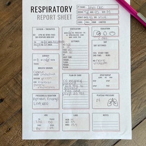 Respiratory Therapy Report Sheet - Etsy