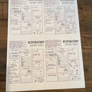 Respiratory Therapy Report Sheet - Four Patients - ICU - Etsy