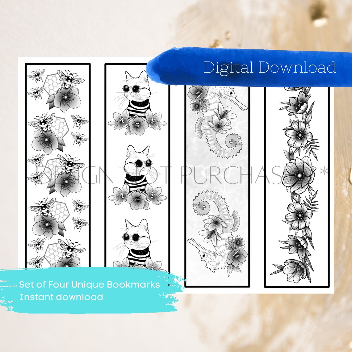Printable Bookmarks Template, Printable Bookmarks Set, Bookmarks ...