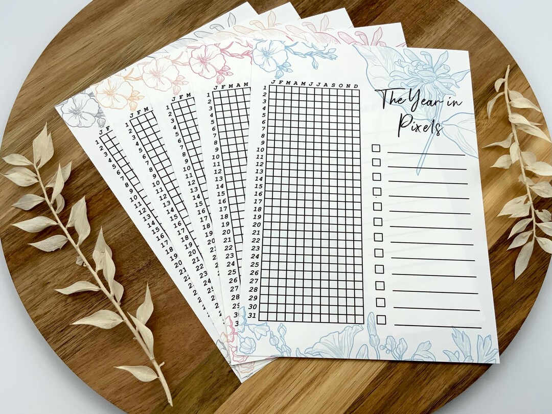 The Year in Pixels Tracker Mood Tracker Habit Tracker Habits Flowers ...