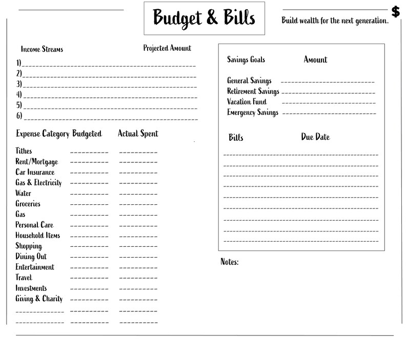 Personal Vision Board Printable Template Daily Agenda Planner and Life ...