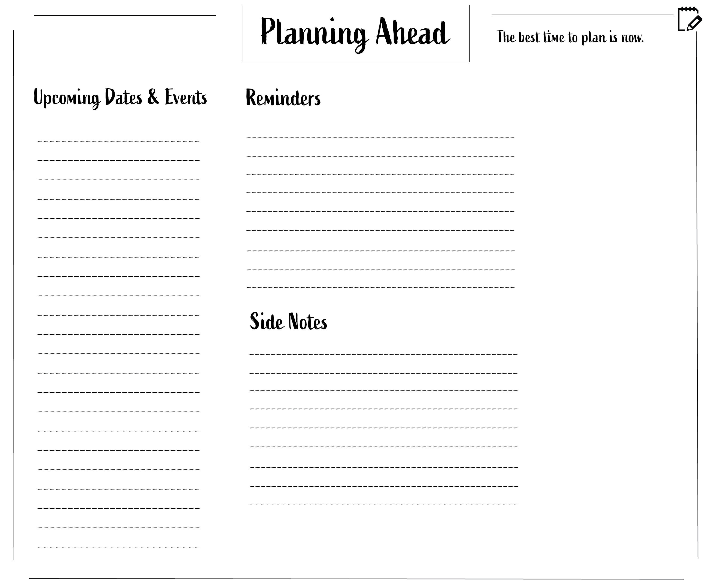 Personal Vision Board Printable Template Daily Agenda Planner and Life ...