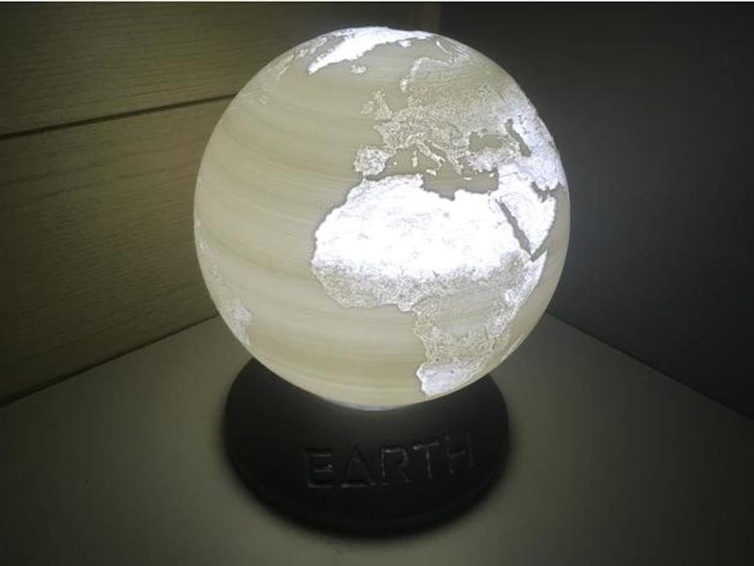 World Map Global Lamp 3D Print Earth Mapglobal Lamp 3D - Etsy