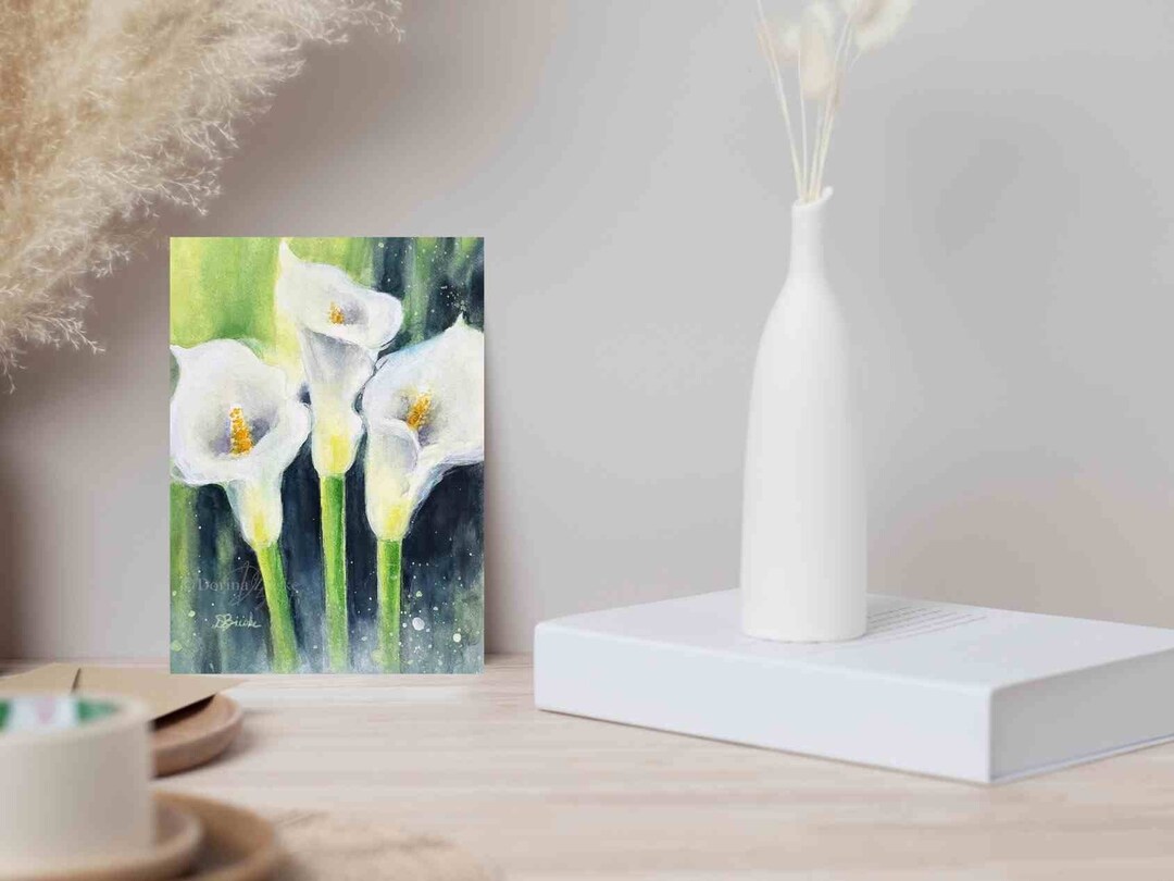 Calla Lily Card, Mother’s Day Card, Handmade Card, Art Card, Watercolor ...