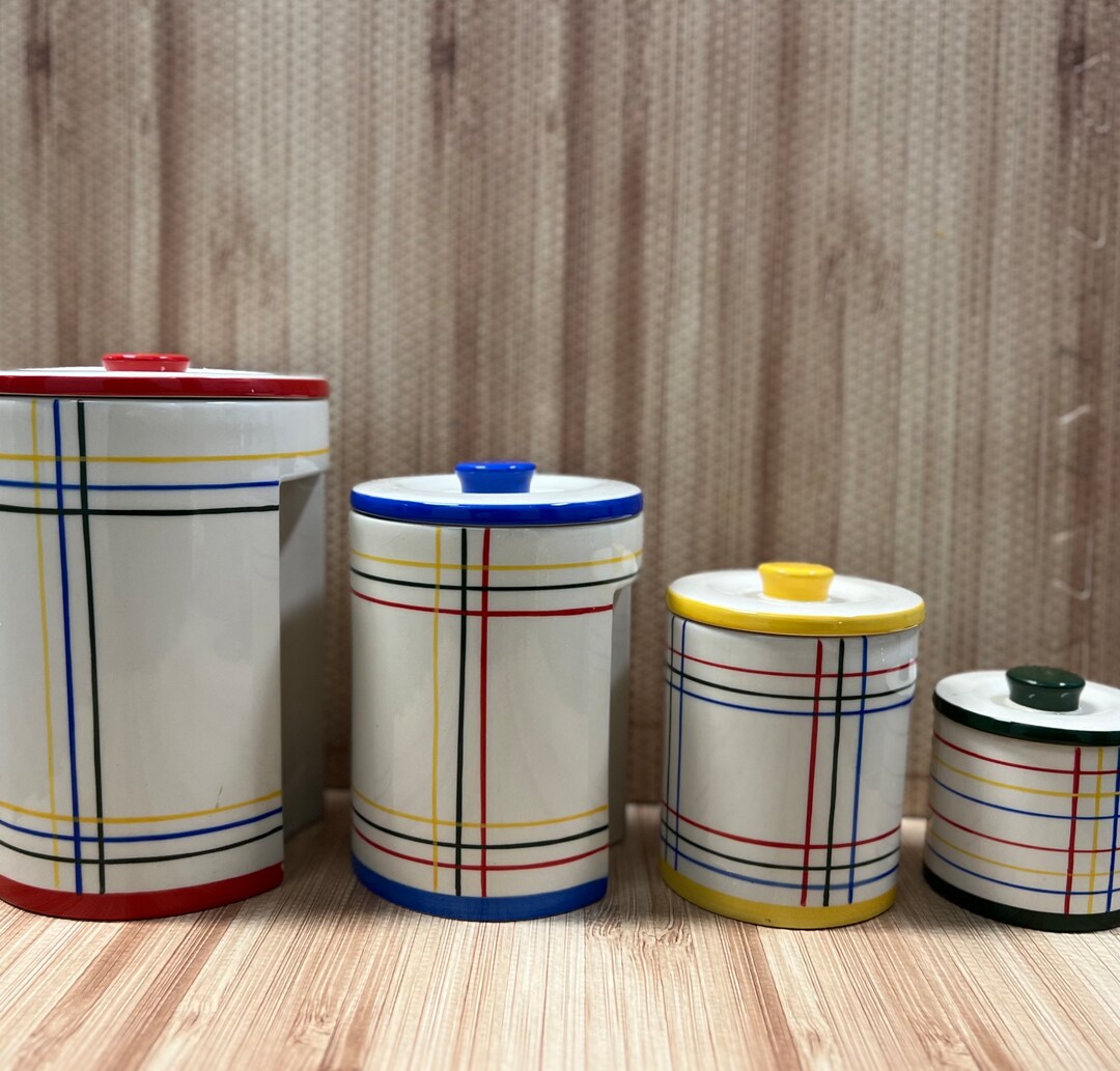 70's Piet Mondrian Style Nesting Canister Set Bold Bright Primary ...