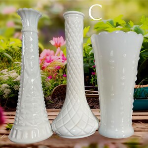 LOTS of Milk Glass Vases From Hoosier Randall Brody Anchor Hocking ...