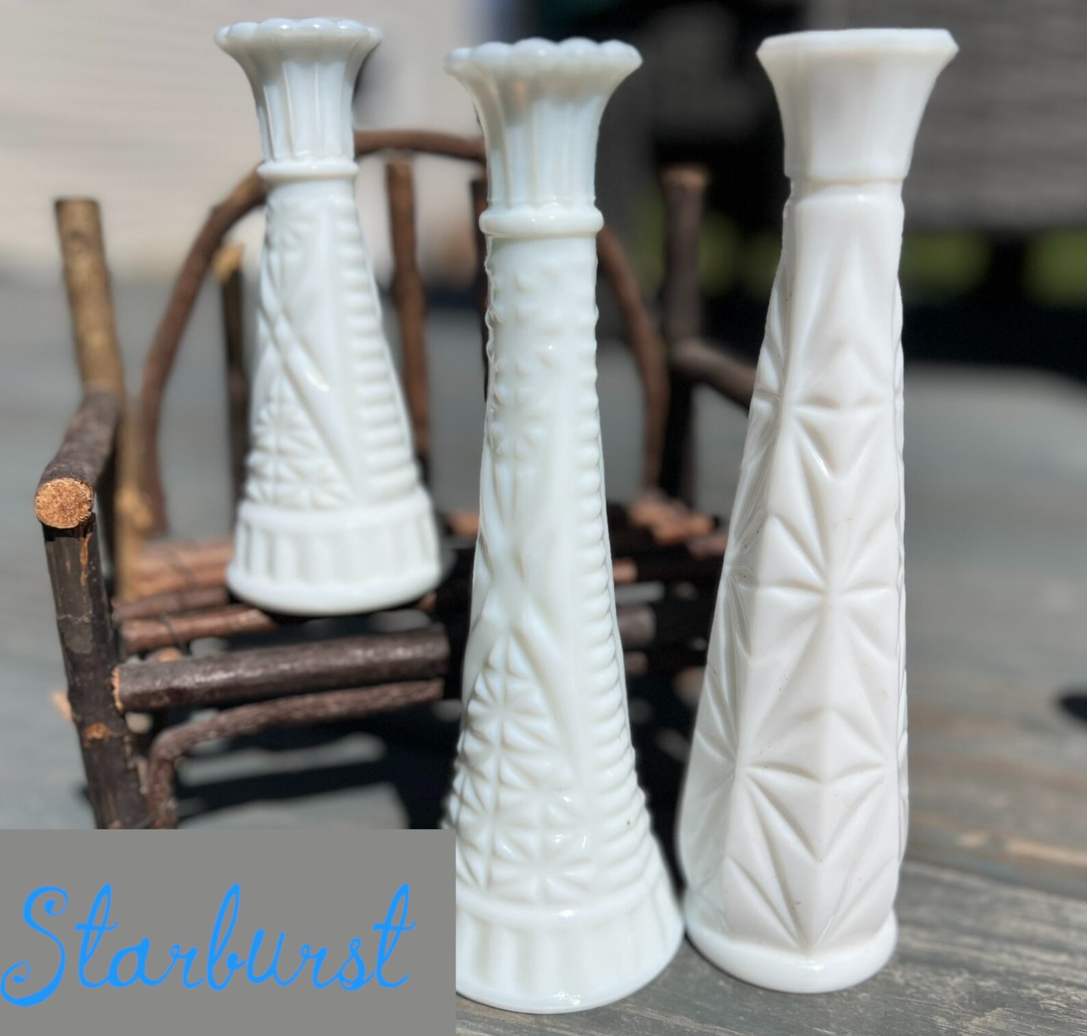 LOTS of Milk Glass Vases Hoosier Randall Brody Anchor Hocking Hobnail ...