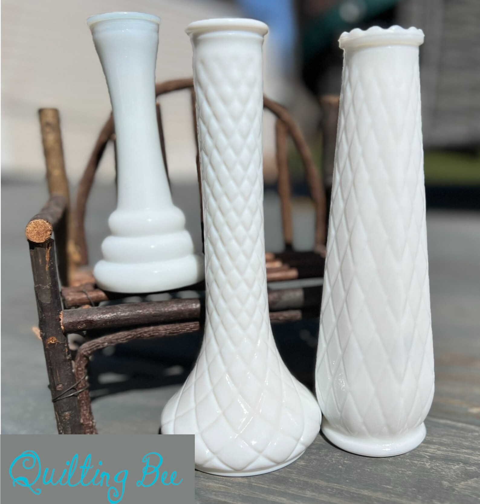 LOTS of Milk Glass Vases Hoosier Randall Brody Anchor Hocking Hobnail ...