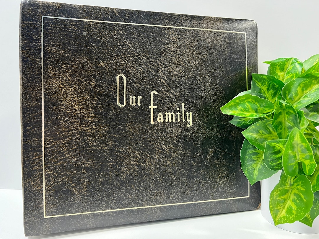 NEW C.1963 XL Leather Bound Family Tree Record Book & Photo Album 24k ...