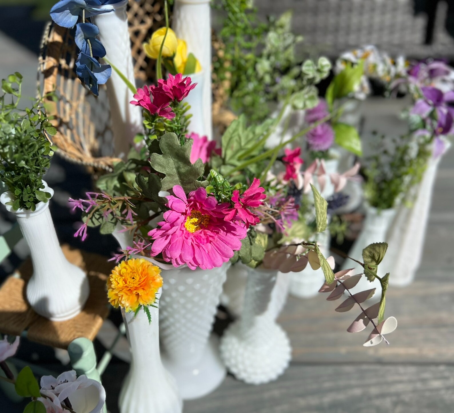 LOTS of Milk Glass Vases Hoosier Randall Brody Anchor Hocking Hobnail ...