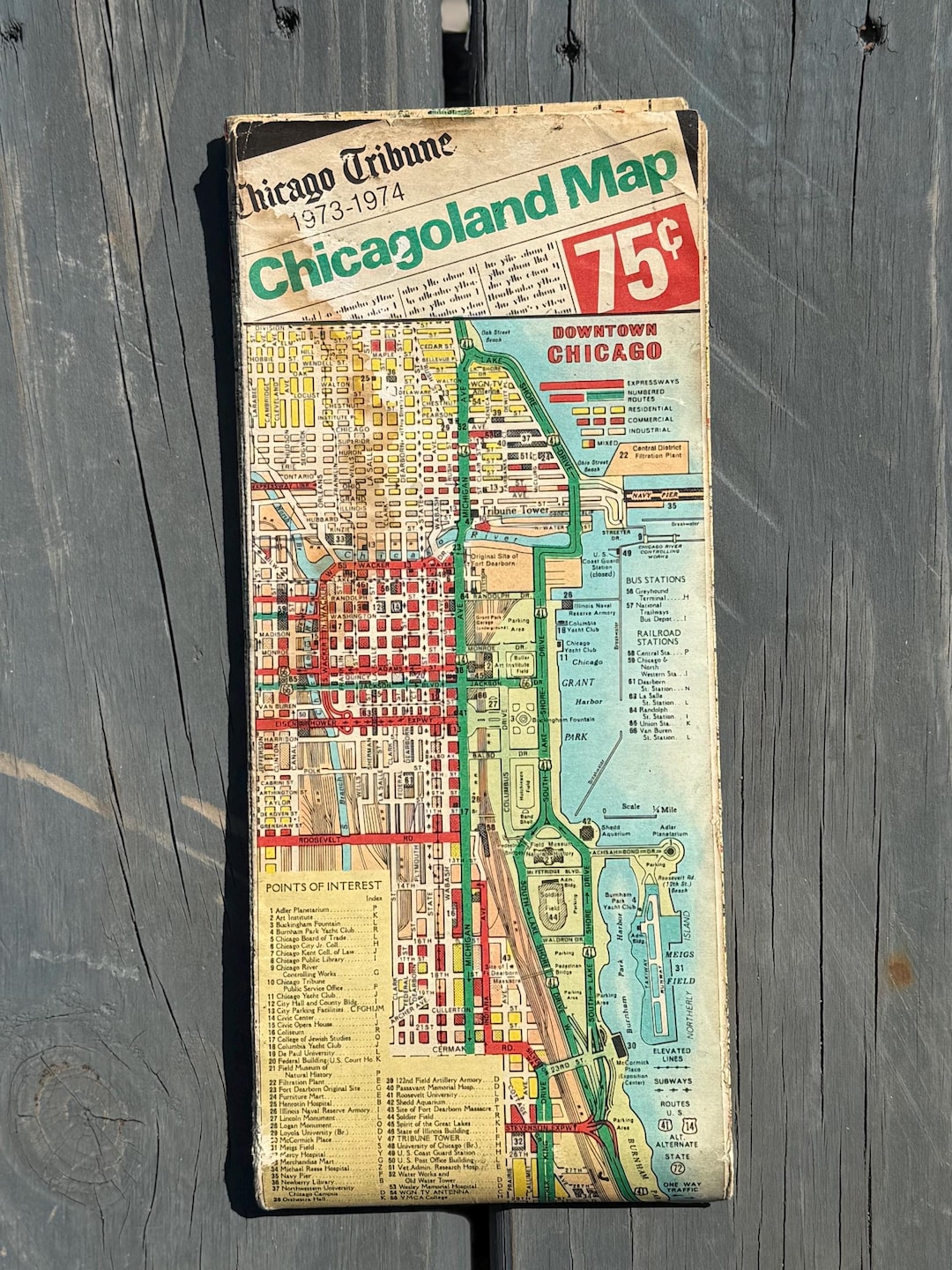 1973 Chicago Travel Map: Vintage Chicagoland Poster, Retro Graphics ...