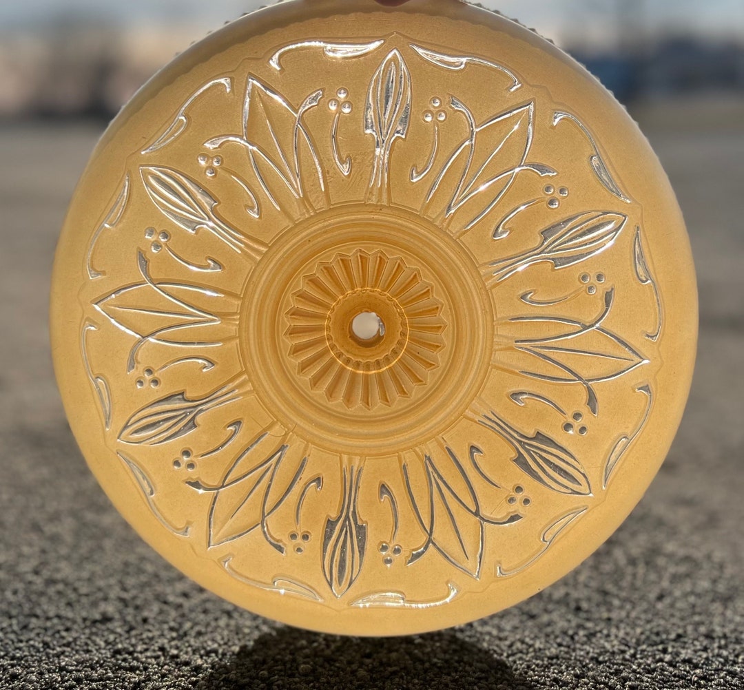 1940s Art Deco Ceiling Light: Scalloped Lead Glass, Mid Century Modern ...