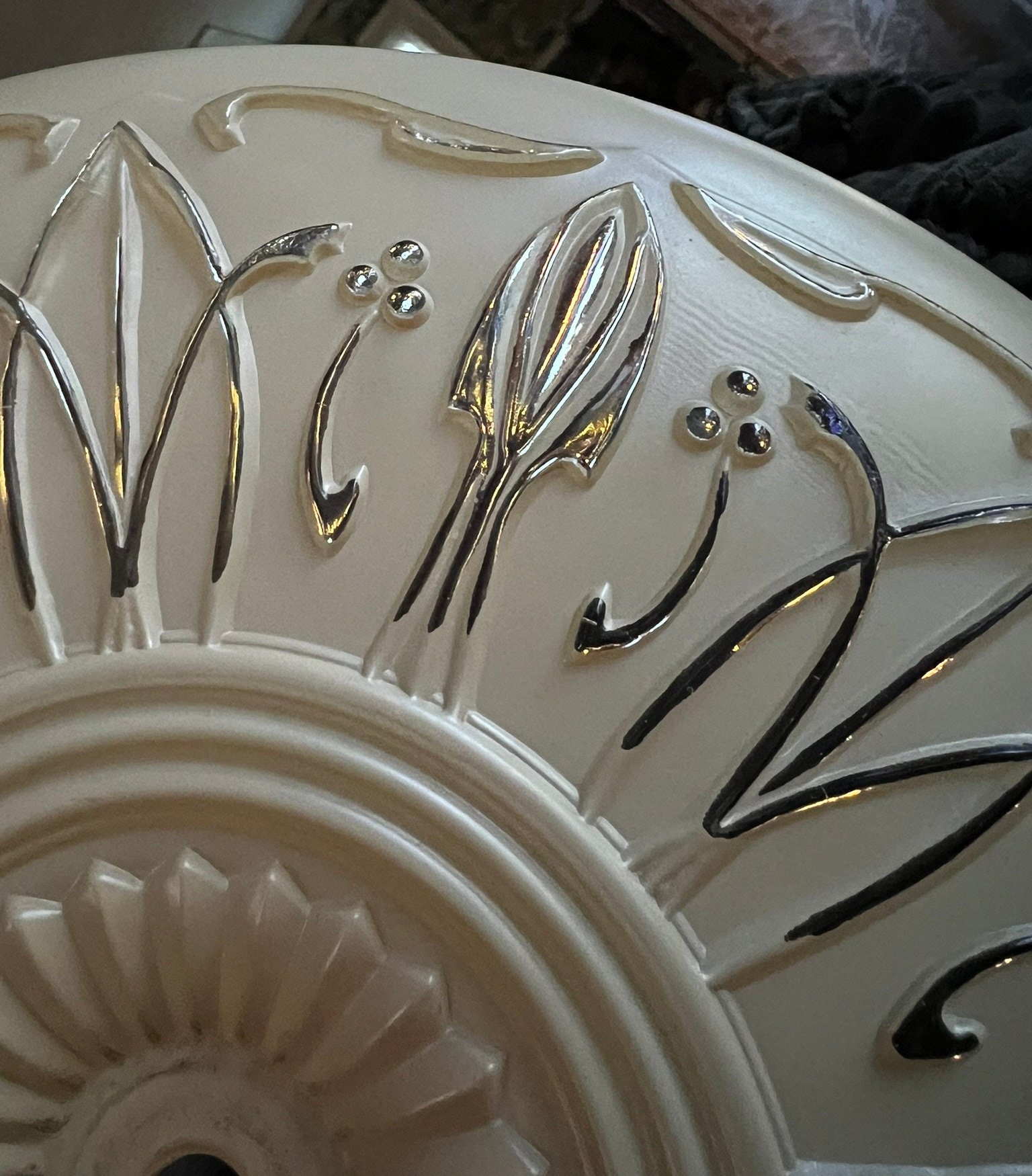 1940s Art Deco Ceiling Light: Scalloped Lead Glass, Mid Century Modern ...