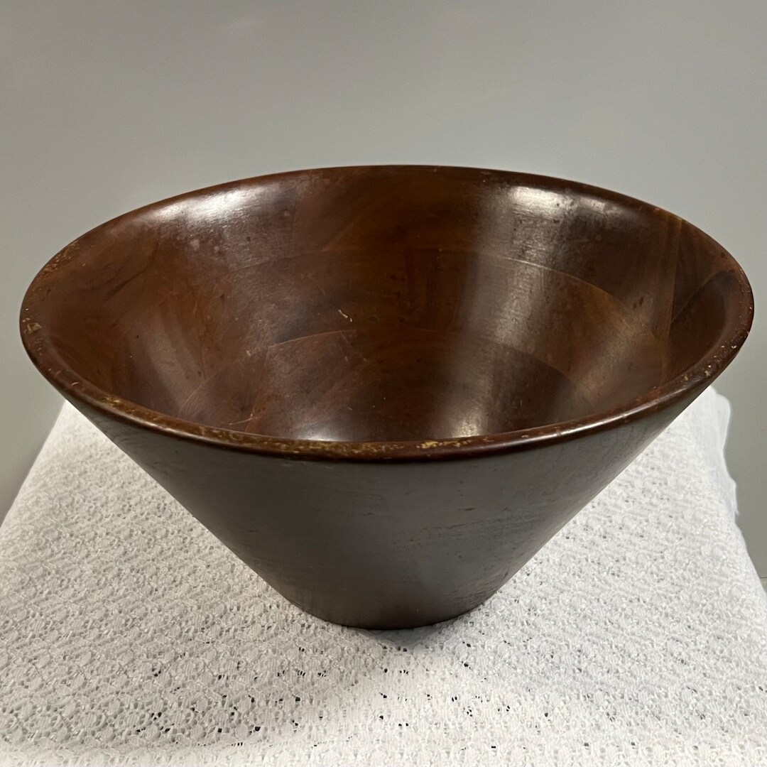 1960's Genuine Vintage Vermillion Real Walnut Salad Serving Bowl ...