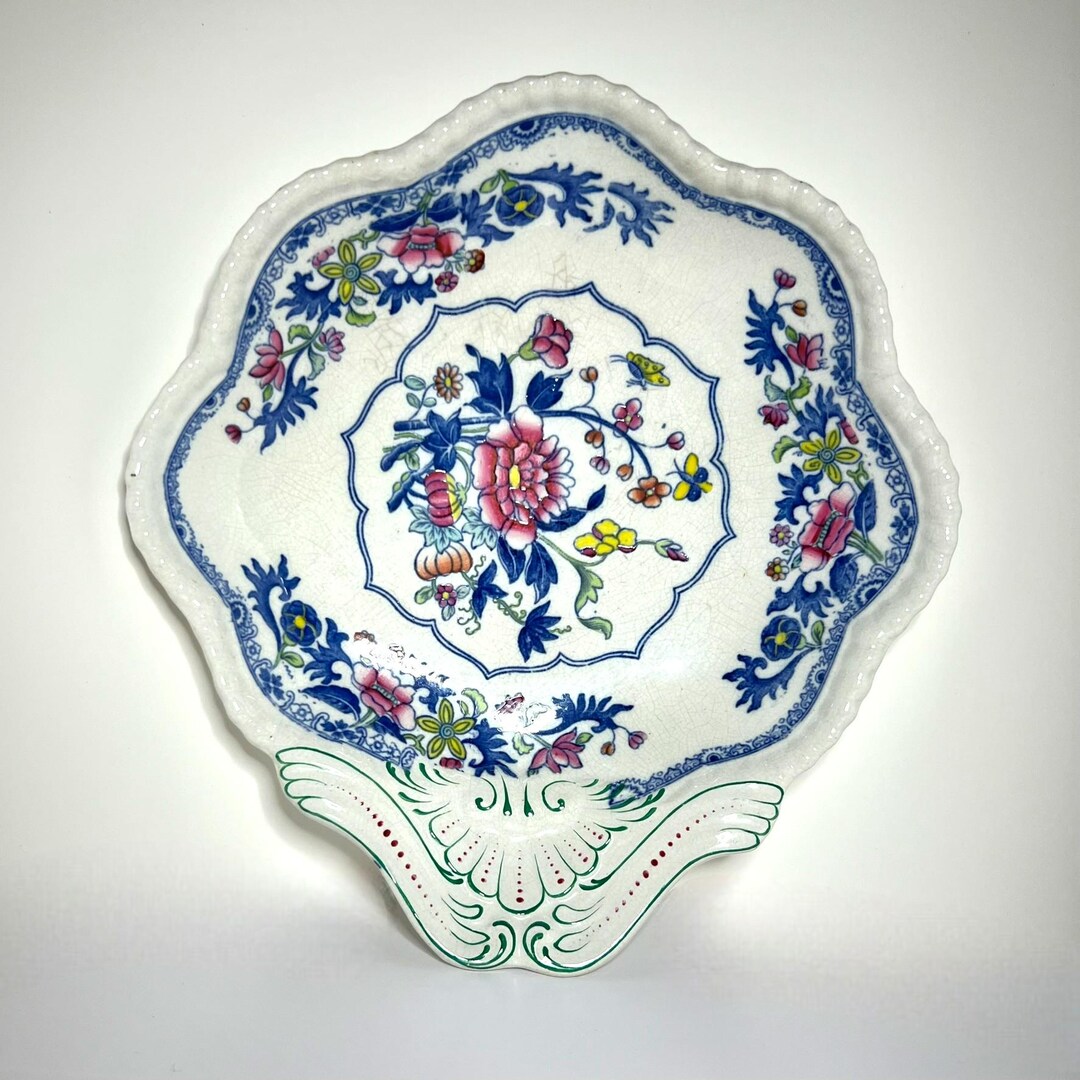 Antique Spode 'bang Up' Shell Dish: Blue Chinoiserie Porcelain, C. 1910 ...