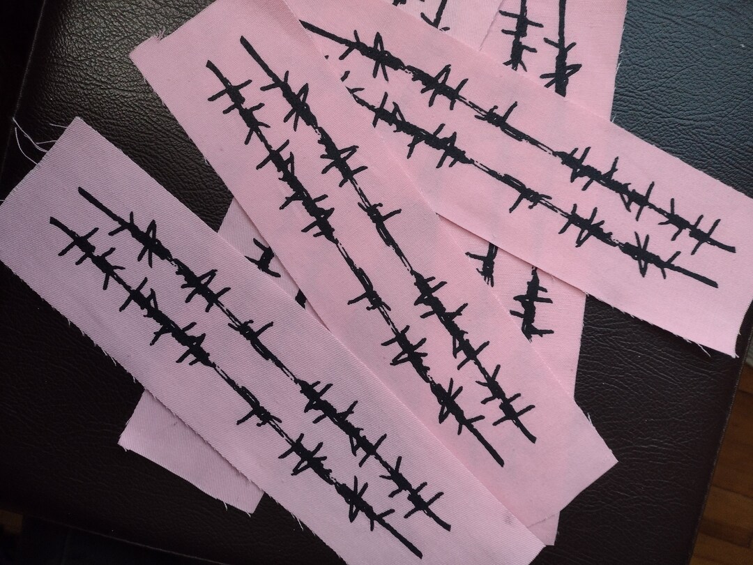 Barbed Wire Strip Patch - PINK - Screen Printed Patch - Punk - Hardcore ...