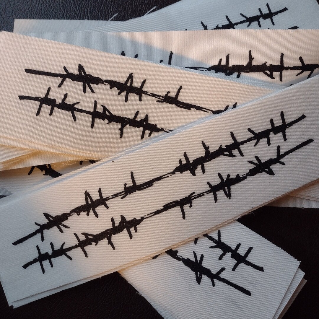 Barbed Wire Strip Patch - WHITE - Screen Printed Patch - Punk ...