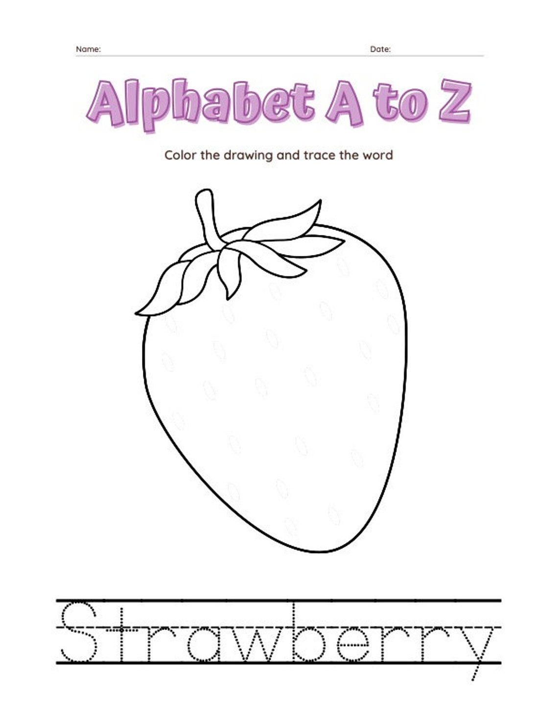 ABC Coloring Book, Picture Book of Capital Letters - Etsy