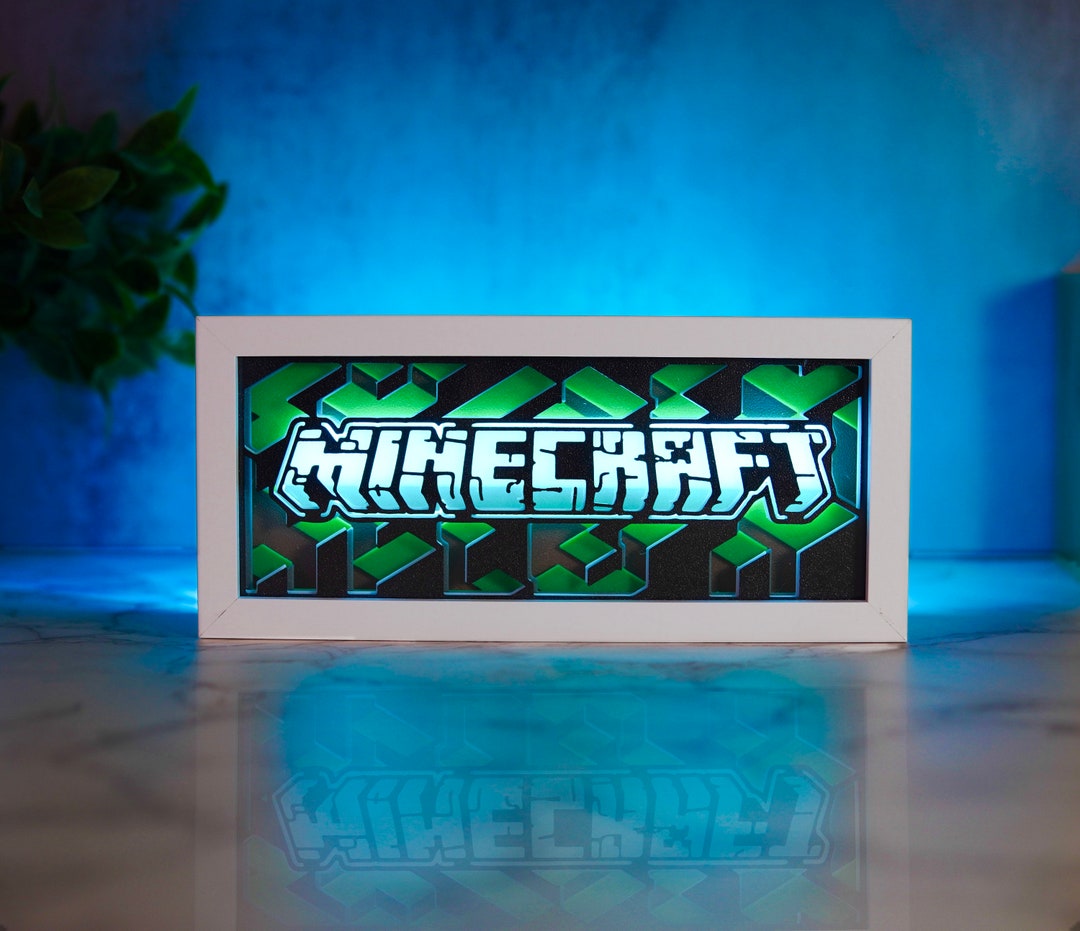 Logotipo de Minecraft Luz nocturna LED / Cambio de color / Enchufe USB ...
