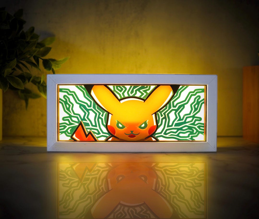 Pikachu Mad LED Lightbox | Color Changing | USB Plug + Remote (fan Art ...
