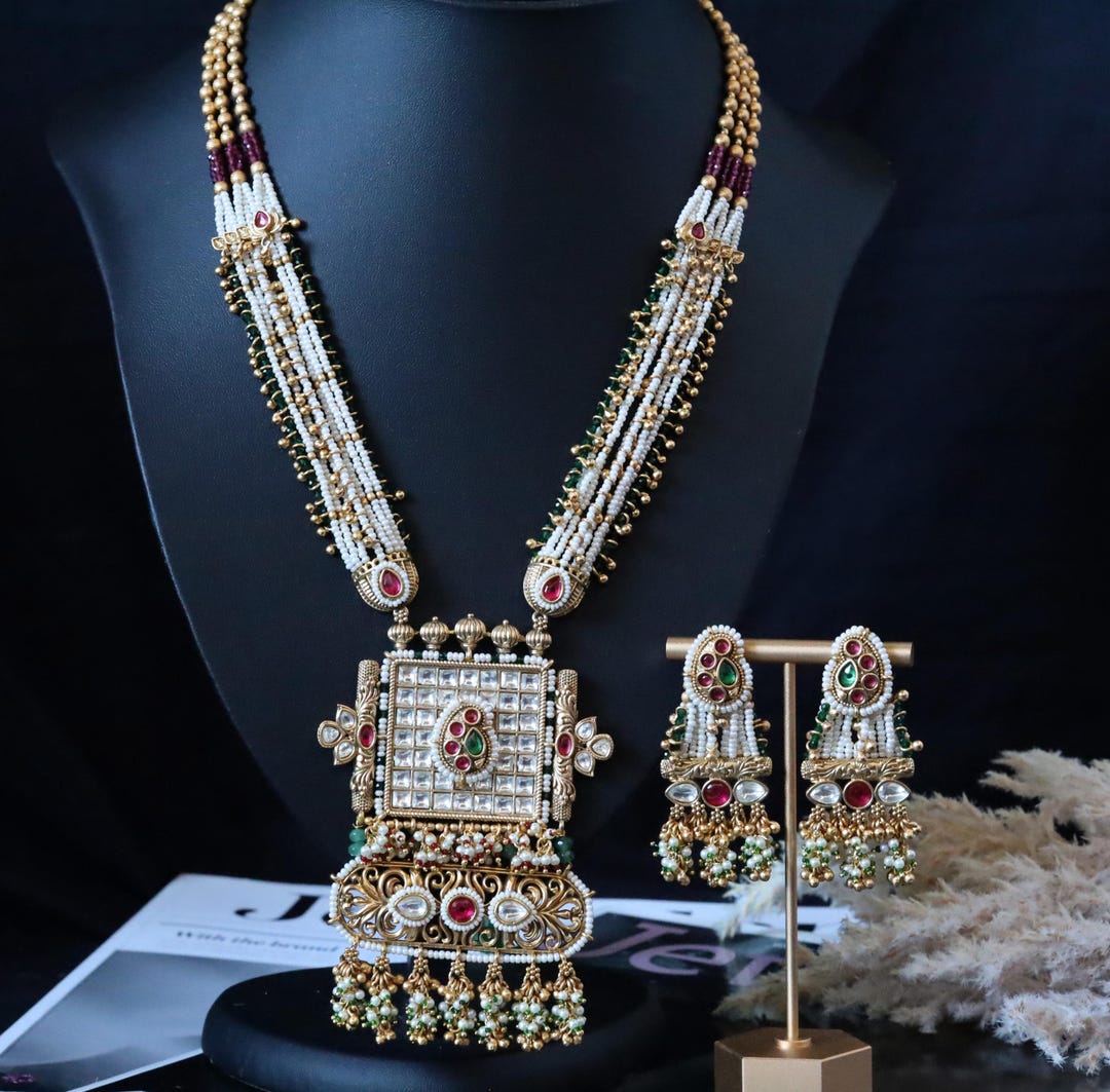 Temple Style Gold Finish Rani Haar Long Necklace Set - Etsy