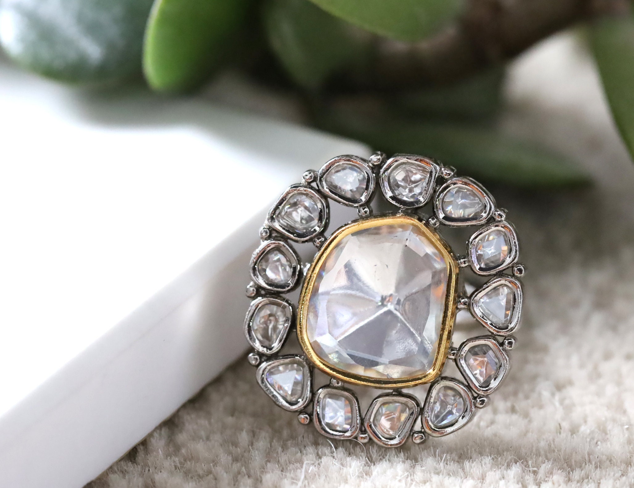 Uncut Polki Glasswork Victorian Polish Ring - Etsy