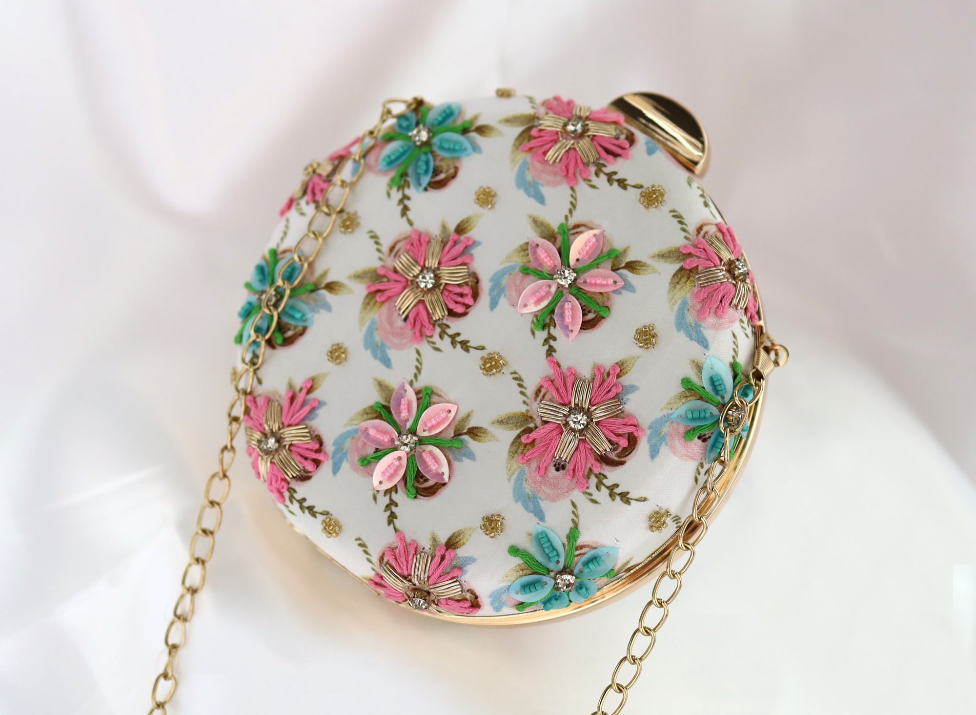 Vintage and Contemporary Round Box Clutch - Etsy UK