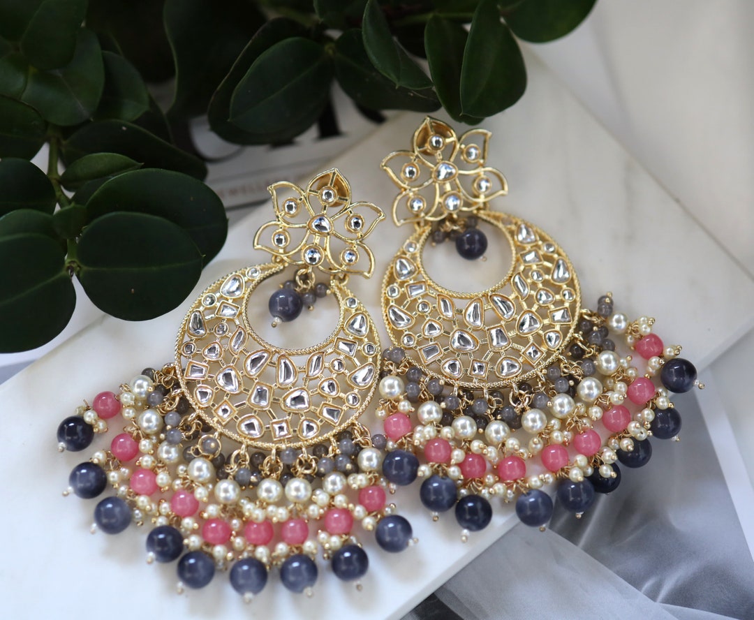 Extraordinary Uncut Polki Chaand Bali With Piroi Beaded Agate - Etsy