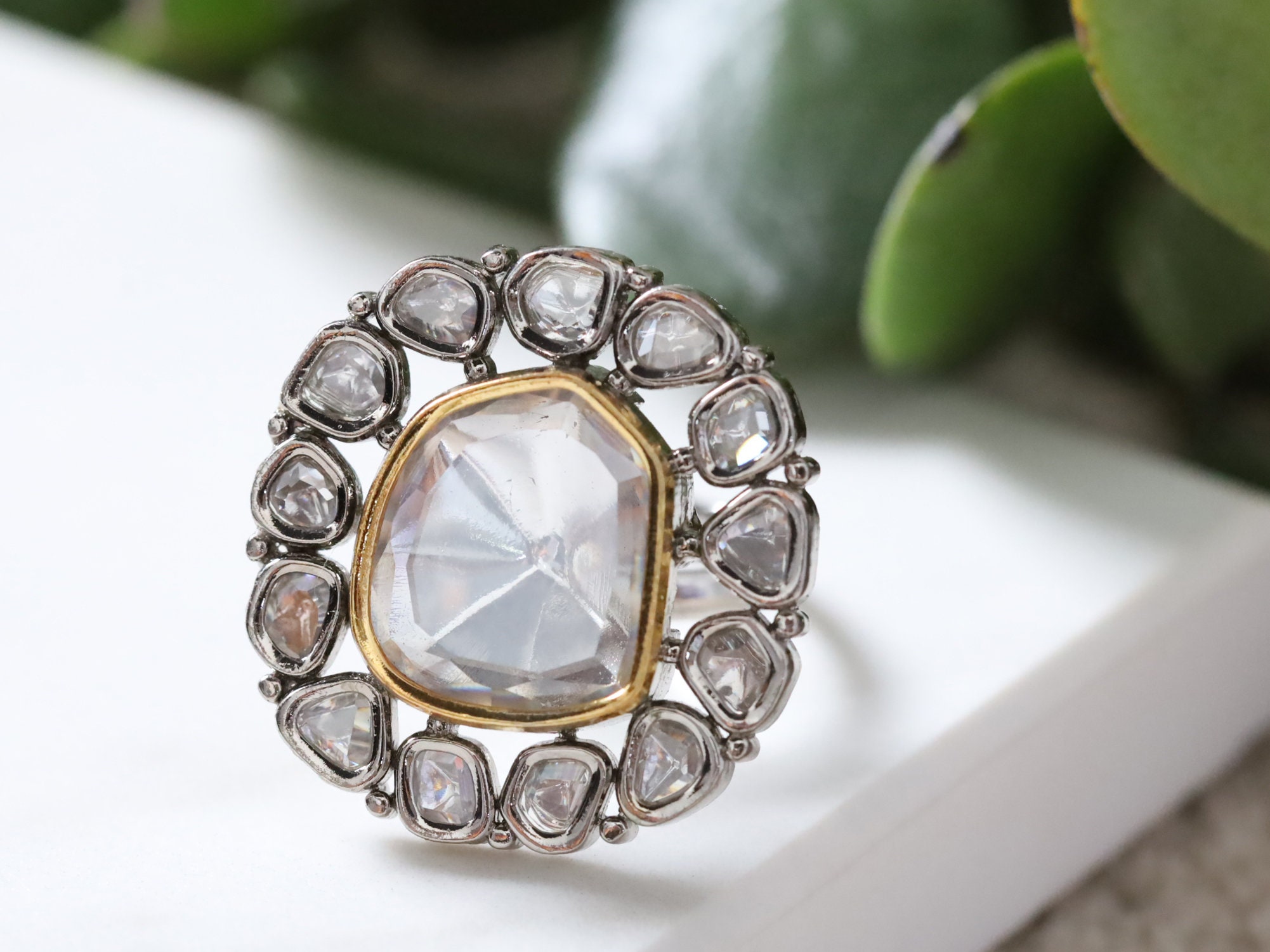 Uncut Polki Glasswork Victorian Polish Ring - Etsy