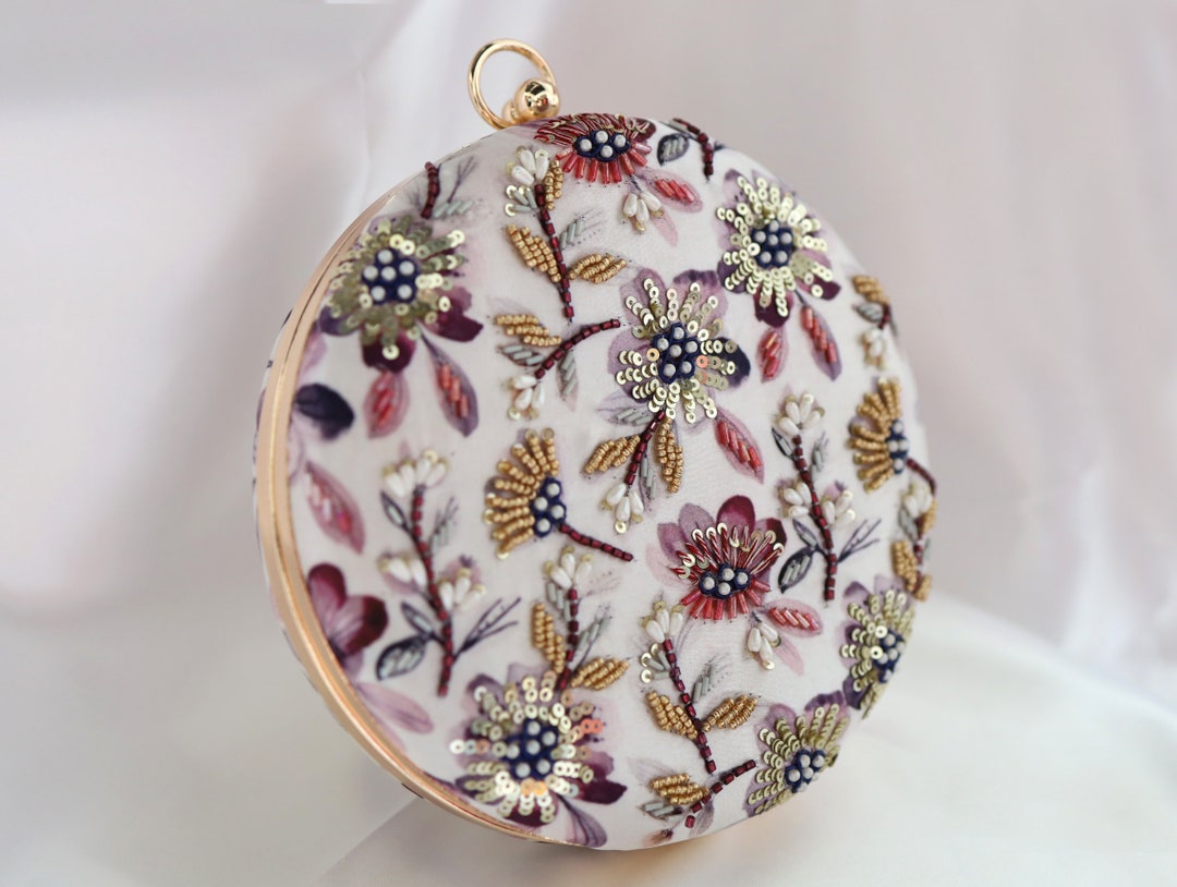 Vintage and Contemporary Round Box Clutch - Etsy UK