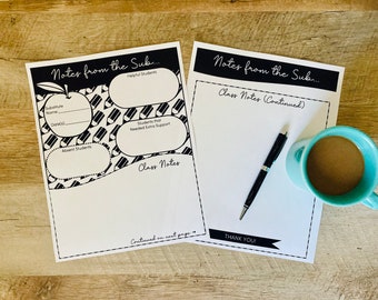 Substitute Teacher Welcome Back Note Printable - Etsy