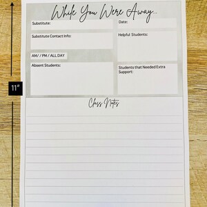 Professional Sub Note, While You Were Away, Substitute Teacher Note ...