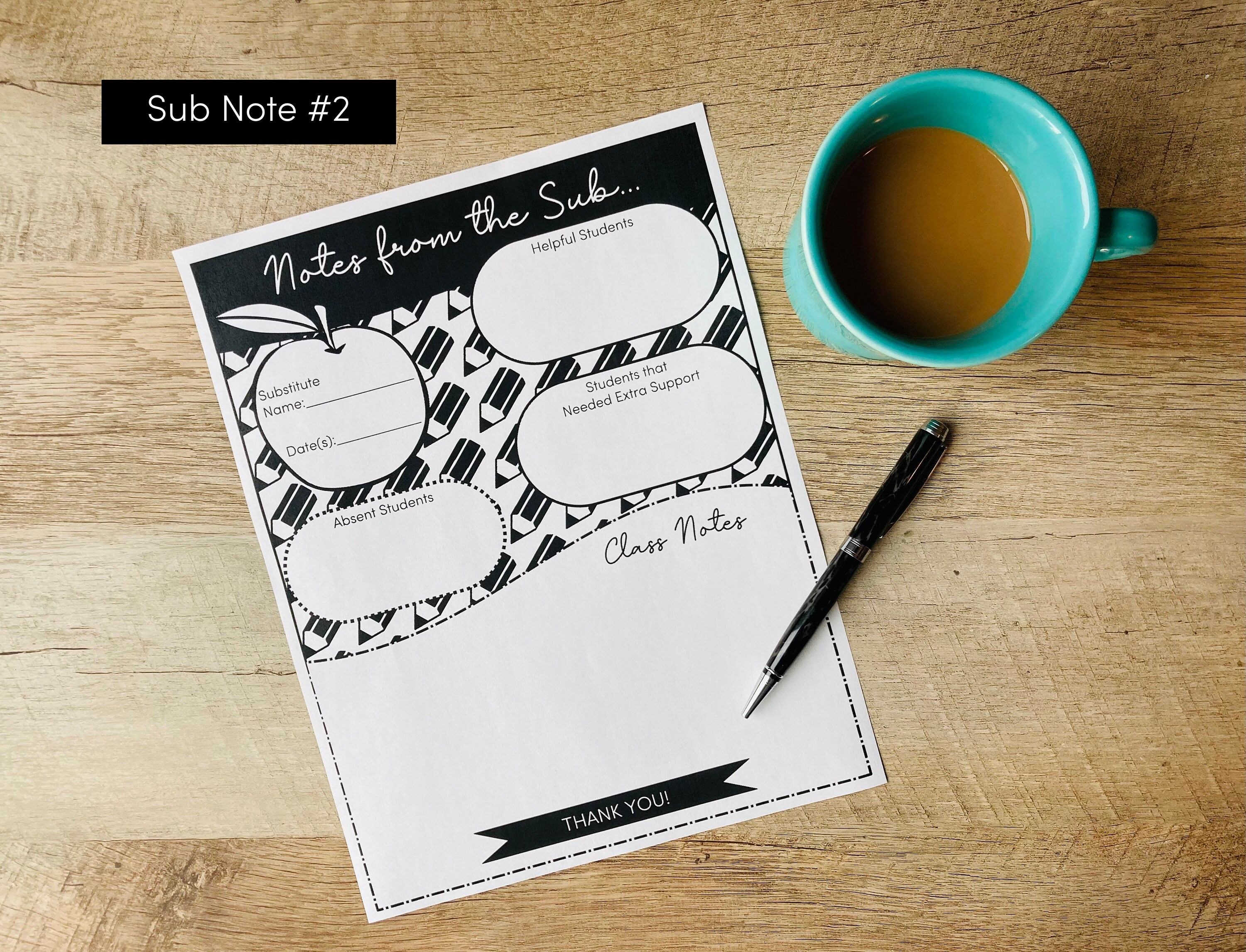 Substitute Teacher Note, Substitute Teacher Form, Substitute Teacher ...