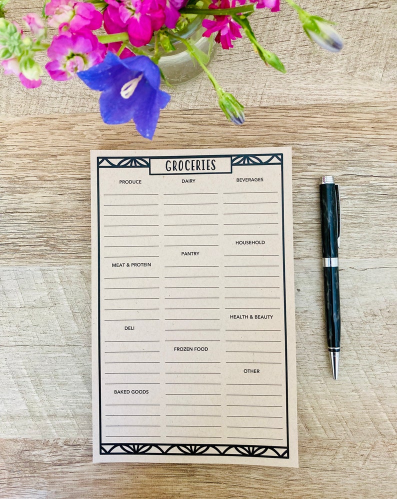 Eco Grocery List Notepad Kraft Grocery List Notepad Grocery - Etsy