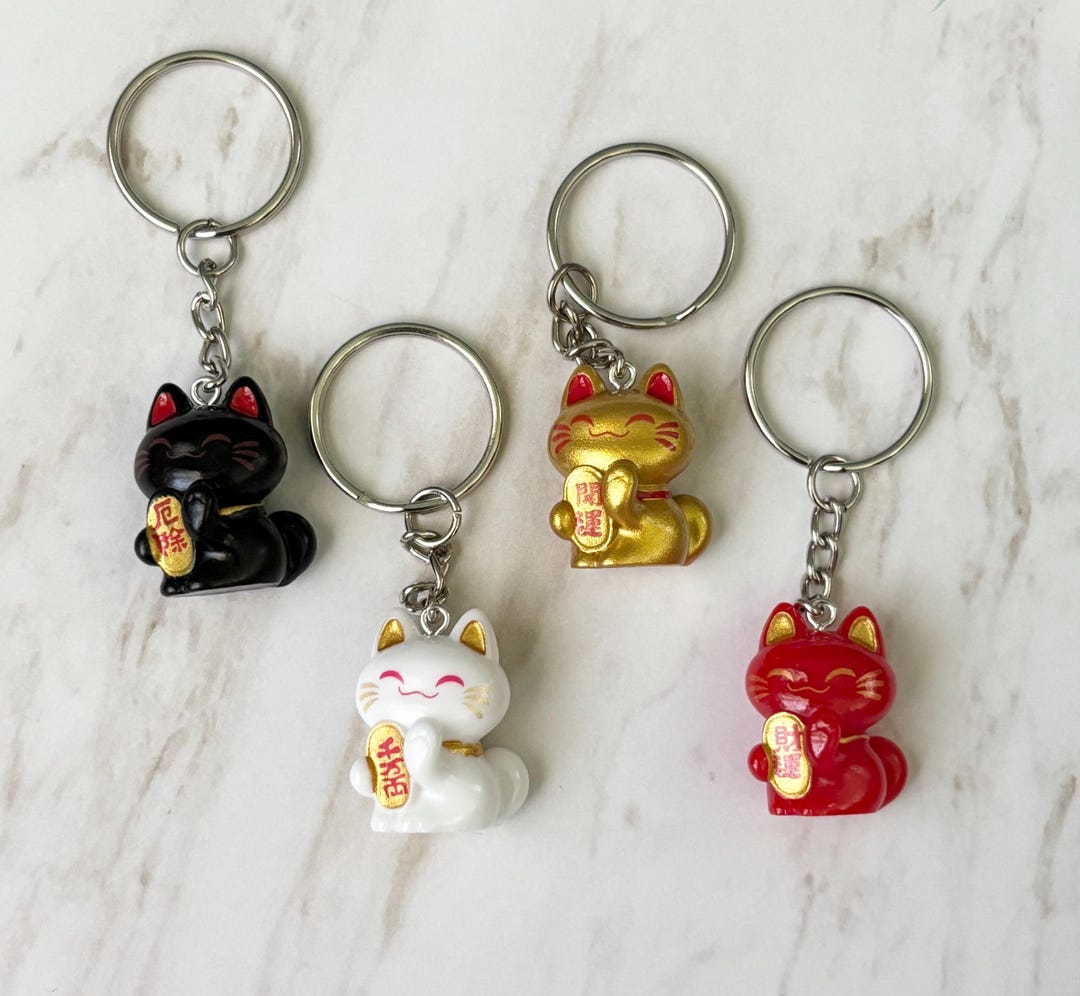 Cat Lucky Cat Good Fortune Keychain Kawaii - Etsy