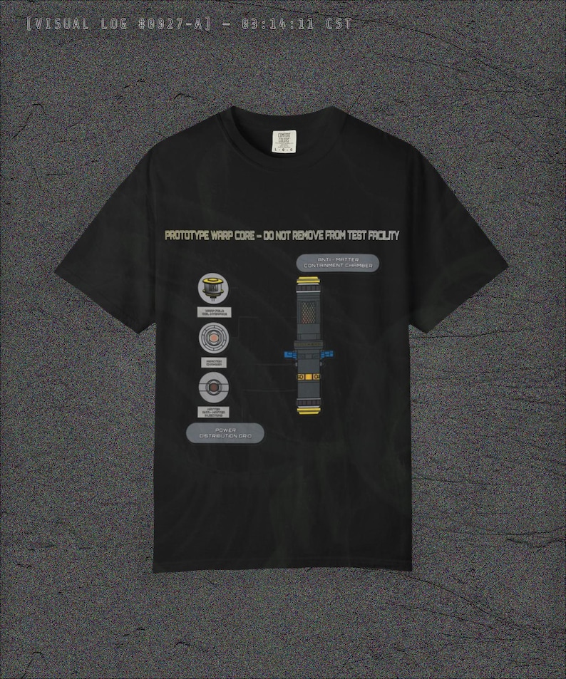 Prototype Warp Core T Shirt | Sci Fi Tech Blueprint Graphic Tee ...
