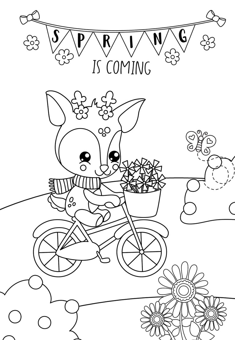 10 Printable Spring Themed Coloring Pages Bonus Page!! - Etsy