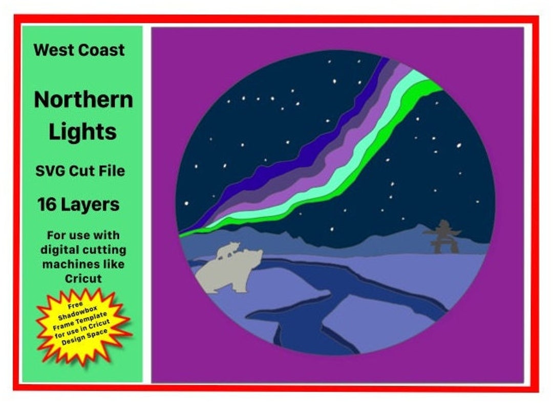 Westcoast Northern Lights SVG Shadowbox Papercut - Etsy