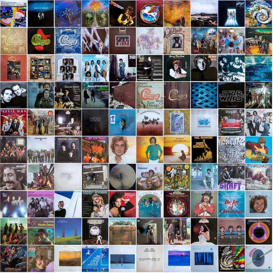 Vintage Record Jacket Mosaic From 1970s Canvas Wall Print, Livingroom ...
