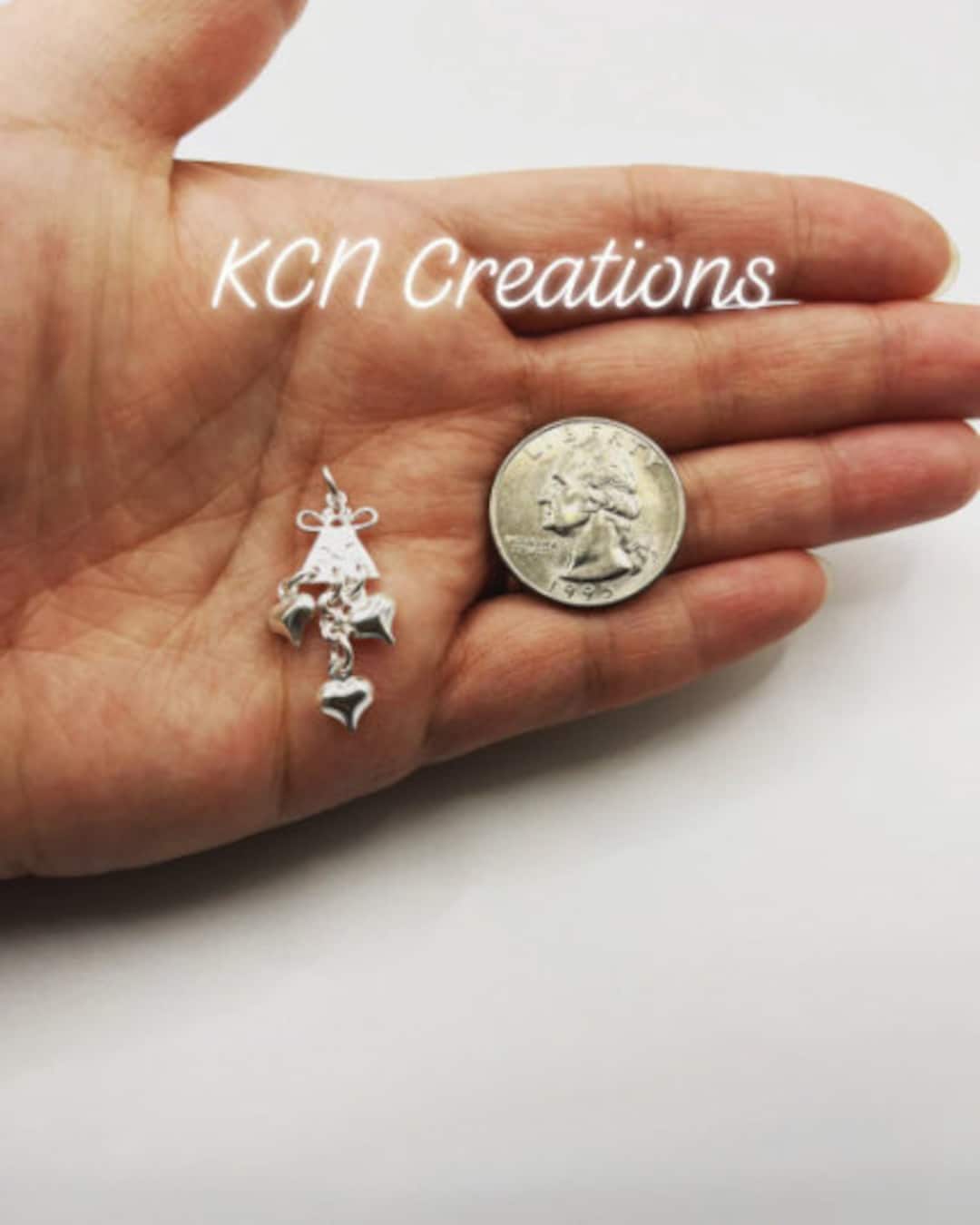 Hmong Money 2 Silver, Mini Phiaj With 3 Mini Heart Dangle Pieces ...