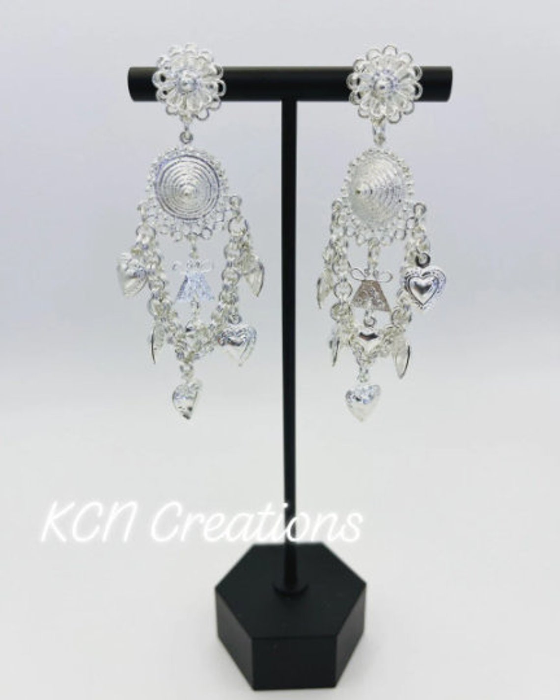 Hmong Earrings, All Money 2 Silver, Handmade. Flower Stud With Mini ...
