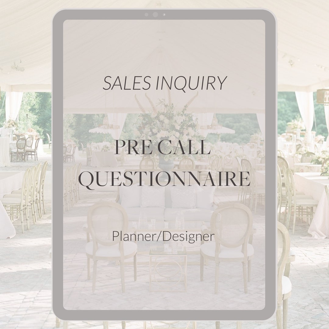 Sales Inquiry Pre Call Questionnaire Planner/designer - Etsy