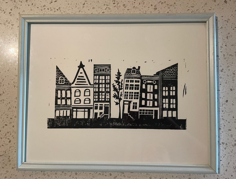 Amsterdam Linocut Print - Etsy
