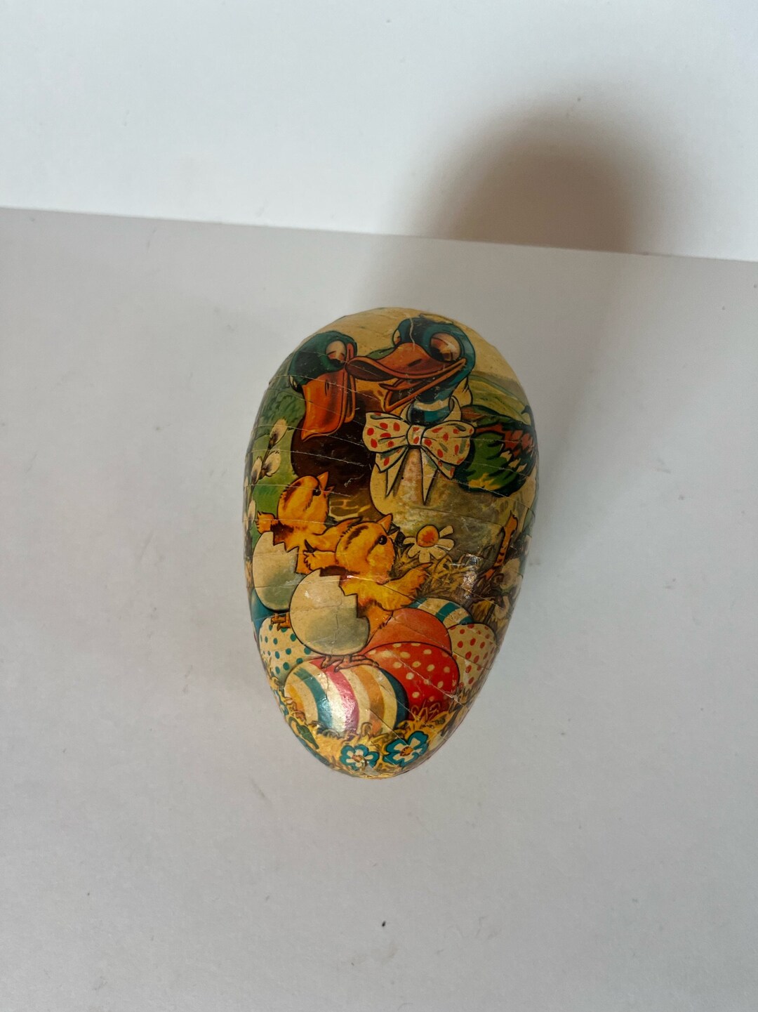 Vintage Germany Lg. 9 Paper Mache Easter Egg Candy Container W/ Ducks ...
