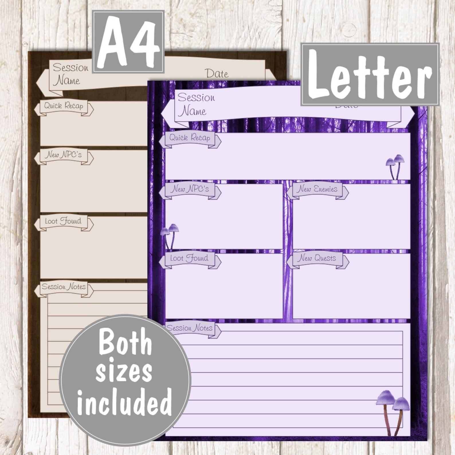 Session Notes: RPG Summary Sheet, 5 Designs (printable PDF) - Etsy