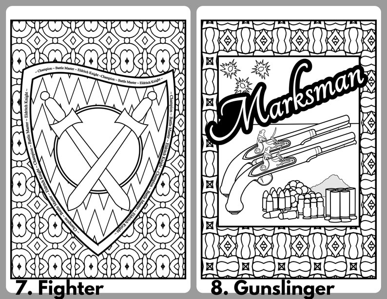 Printable Dnd Class Themed Colouring Pages, 15 Designs - Etsy