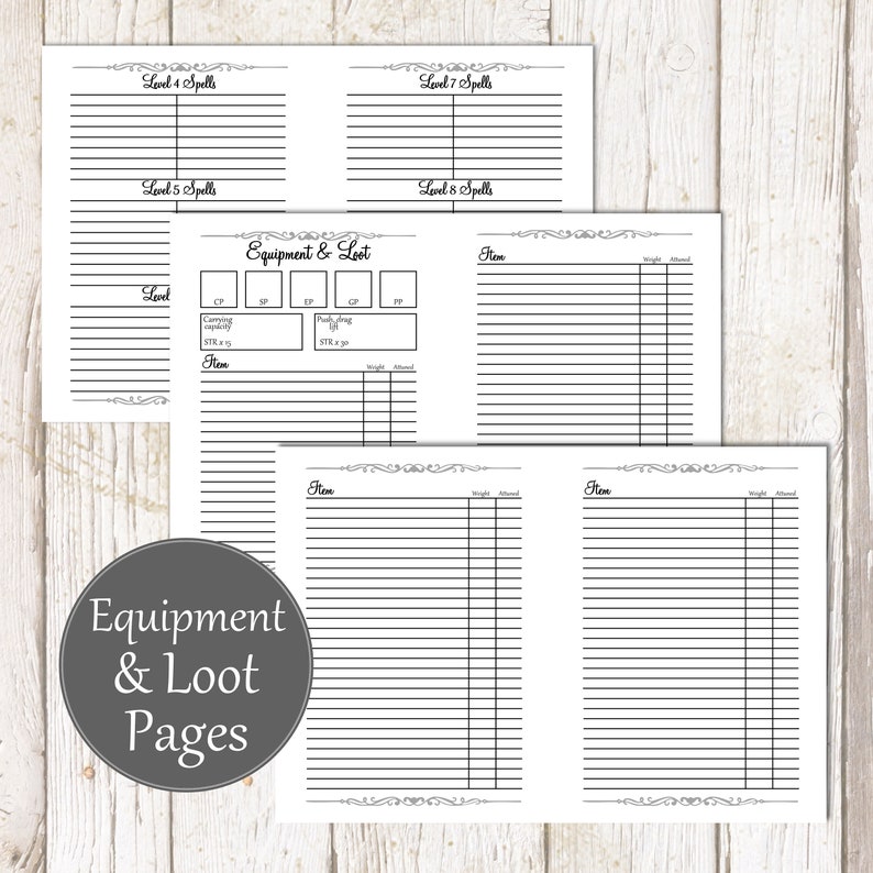 Printable Character Sheet Journal, Maps & Locations and Session Notes ...